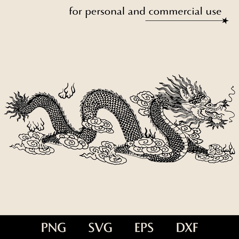 Japanese Style Dragon Art Png - Etsy
