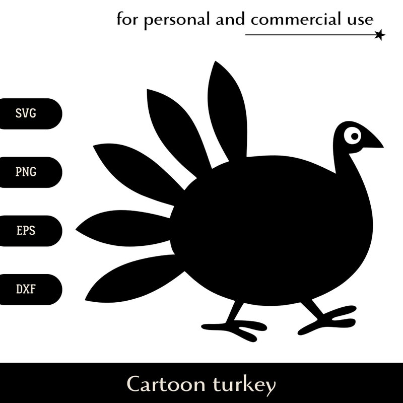 Black and White Turkey Clipart - Etsy