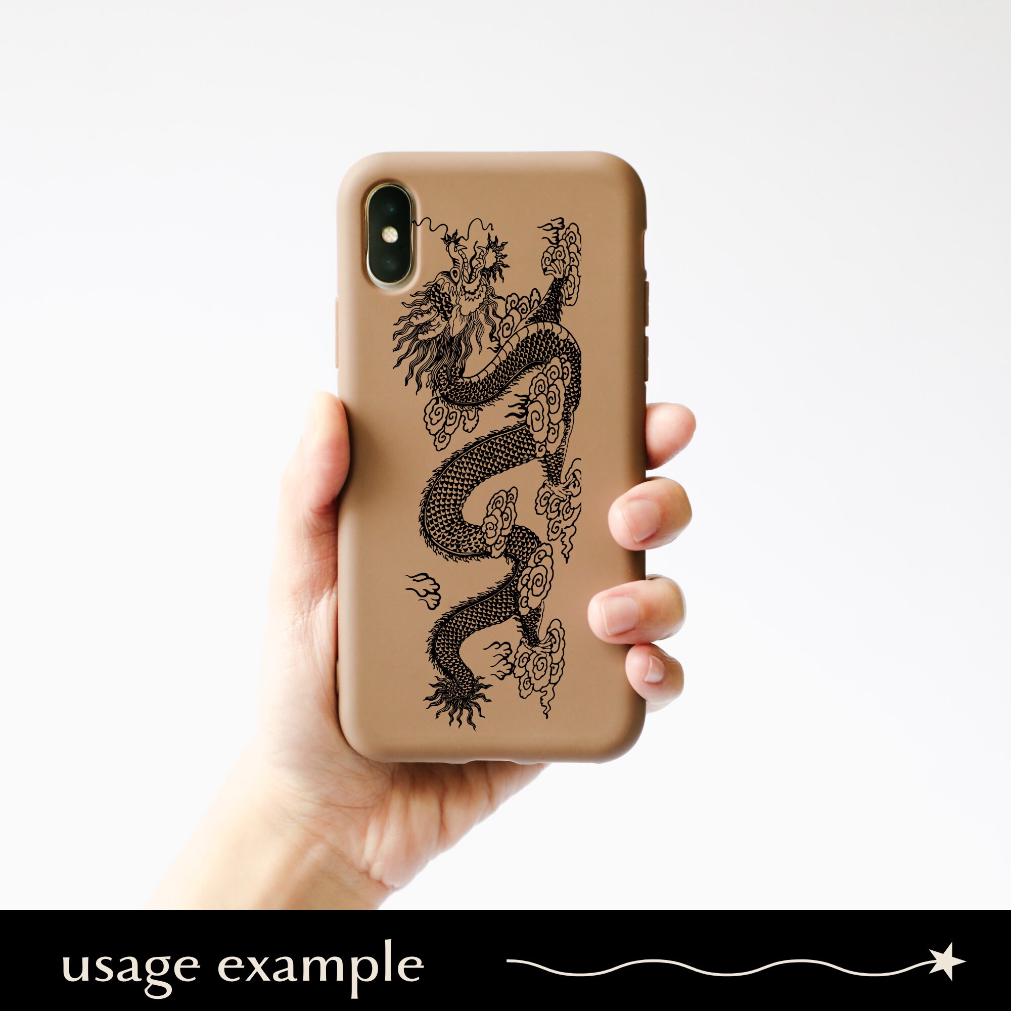 Black & White Eastern Dragon in Clouds SVG, Japanese Long Thin Dragon ...