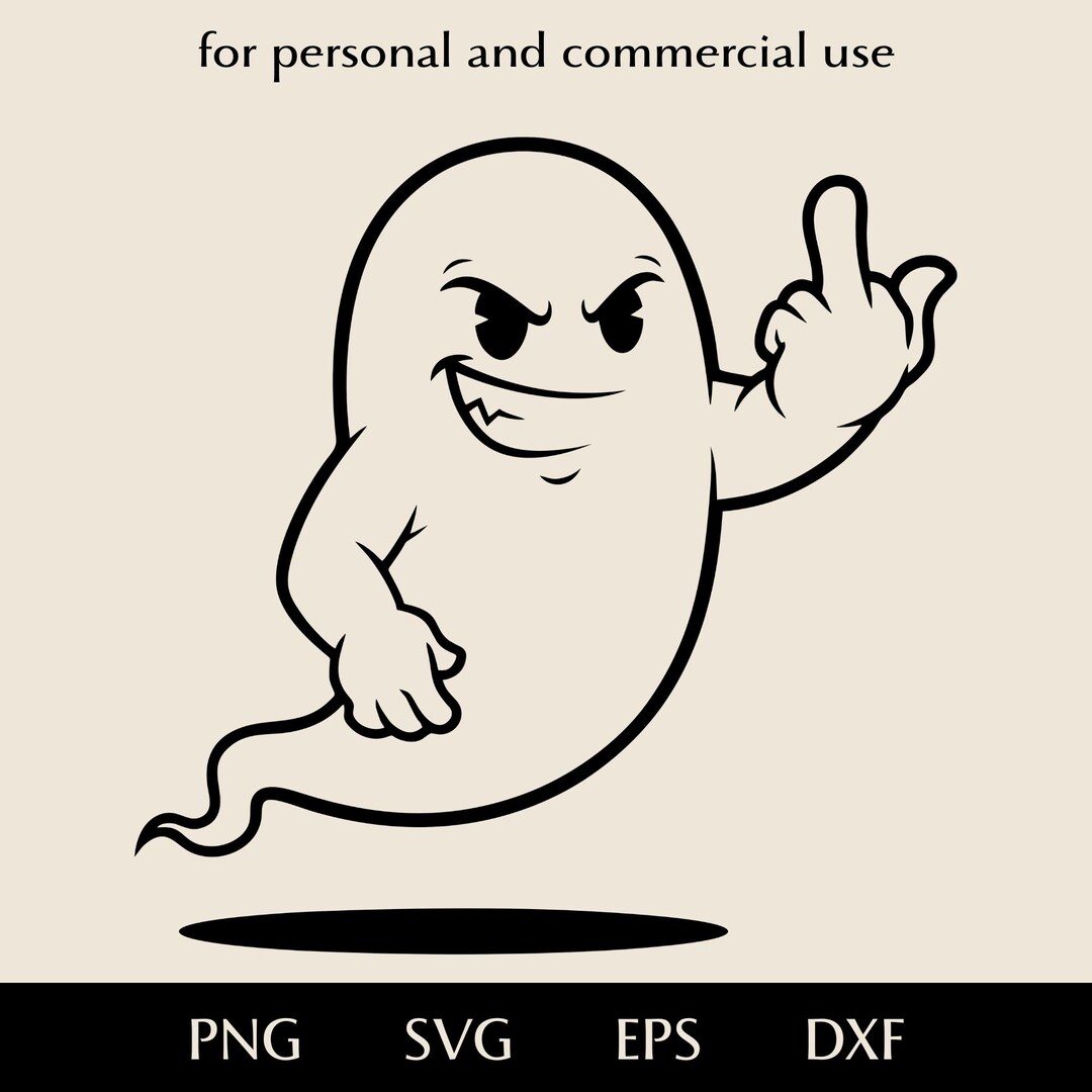Ghost With Middle Finger SVG, Grinning Spirit Phantom Png, Eps, Dxf ...