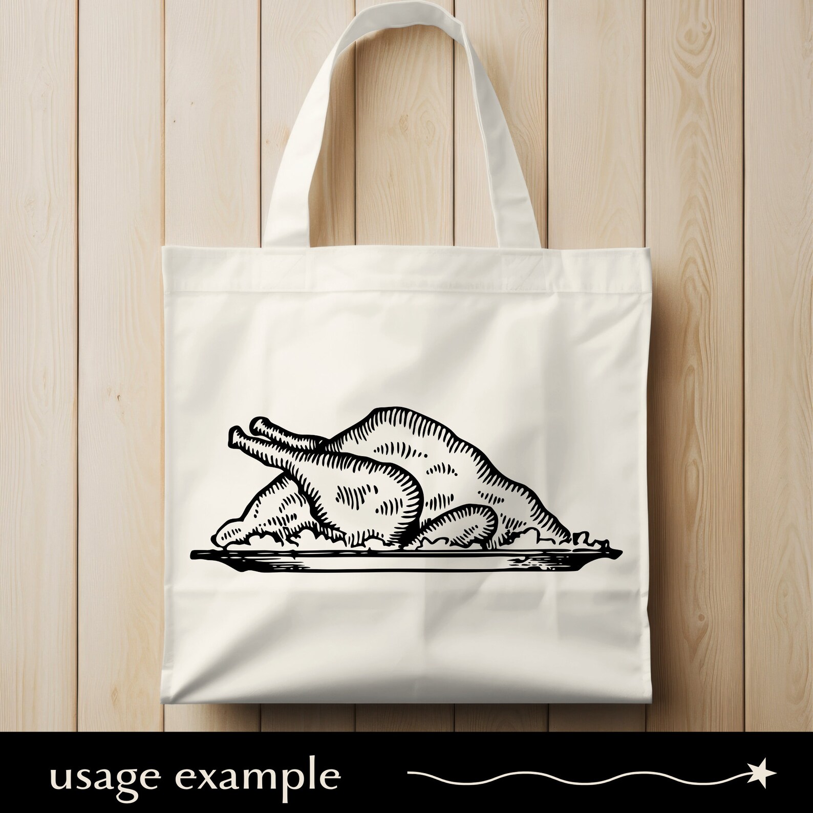 Black & White Traditional Turkey Meal SVG, Cooked Poultry on Plate Png ...