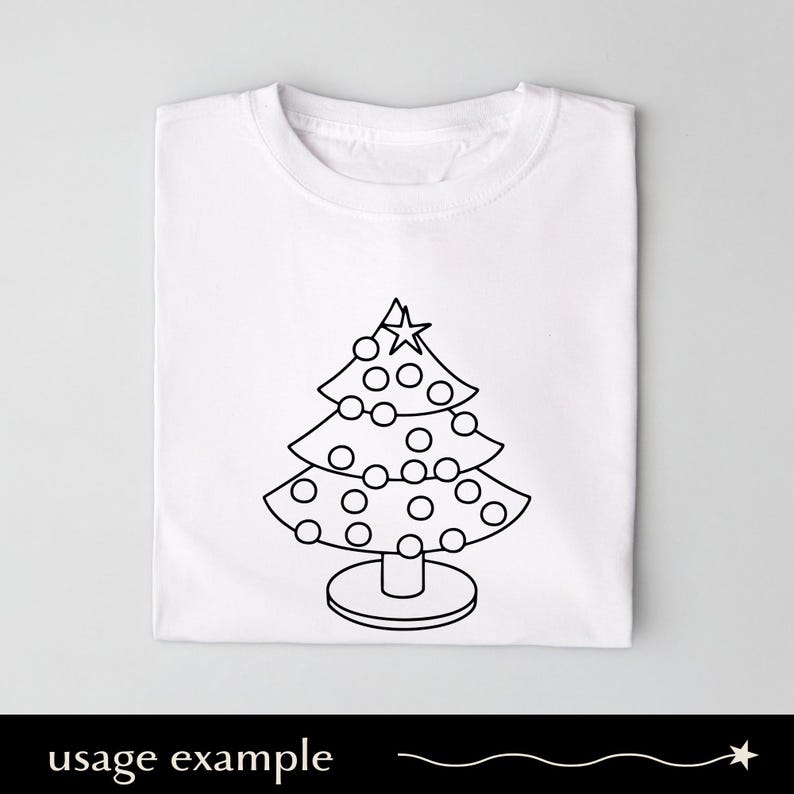 Black & White Christmas Trees Bundle SVG, Cute Evergreen Tree Decorated ...