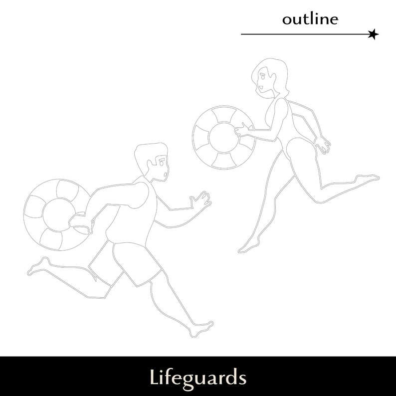 Woman and Man Lifeguard SVG, Rescuer Running With Lifebuoy in Hands Png ...