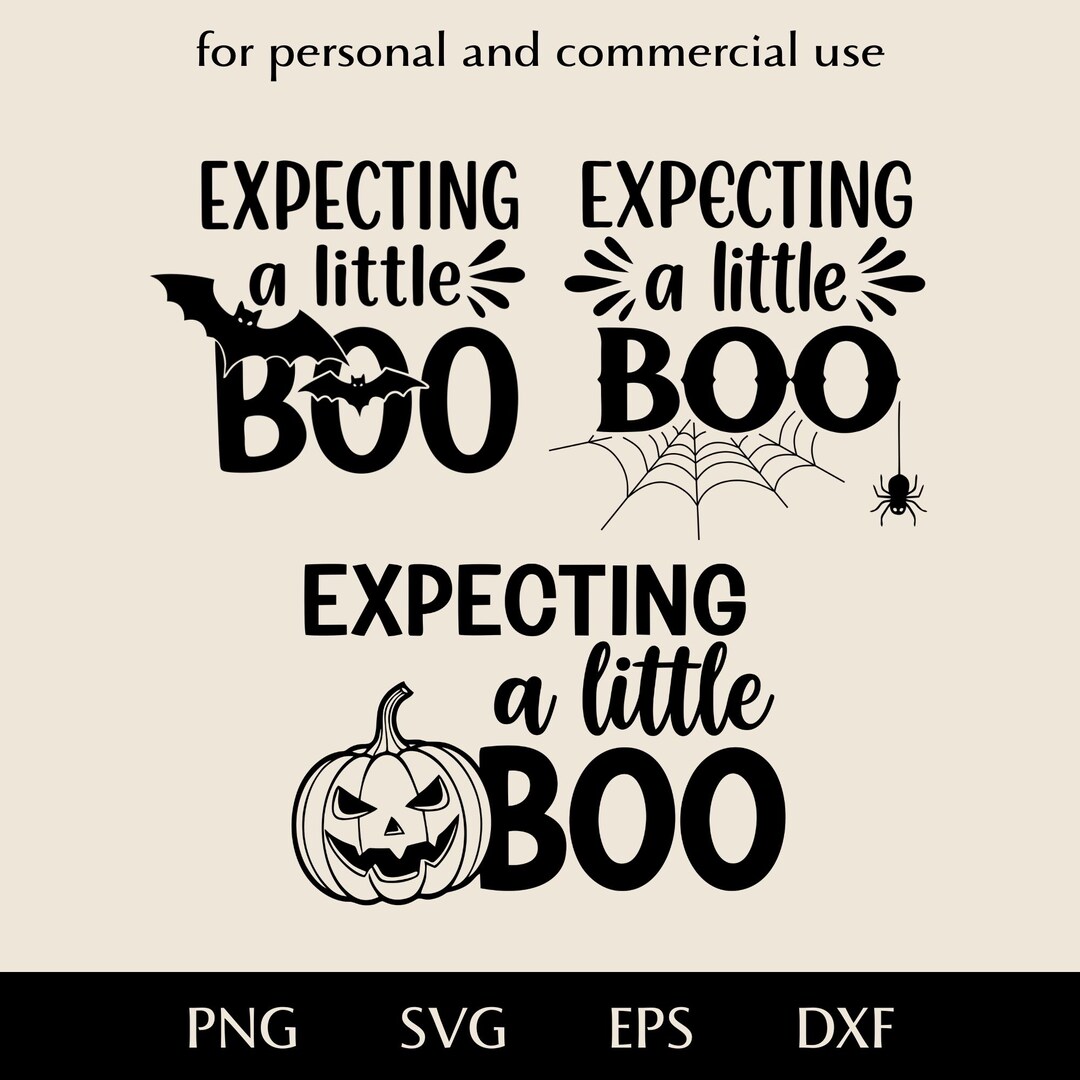 Expecting a Little Boo SVG, Cute Lettering With Bats, Carved Pumpkin ...