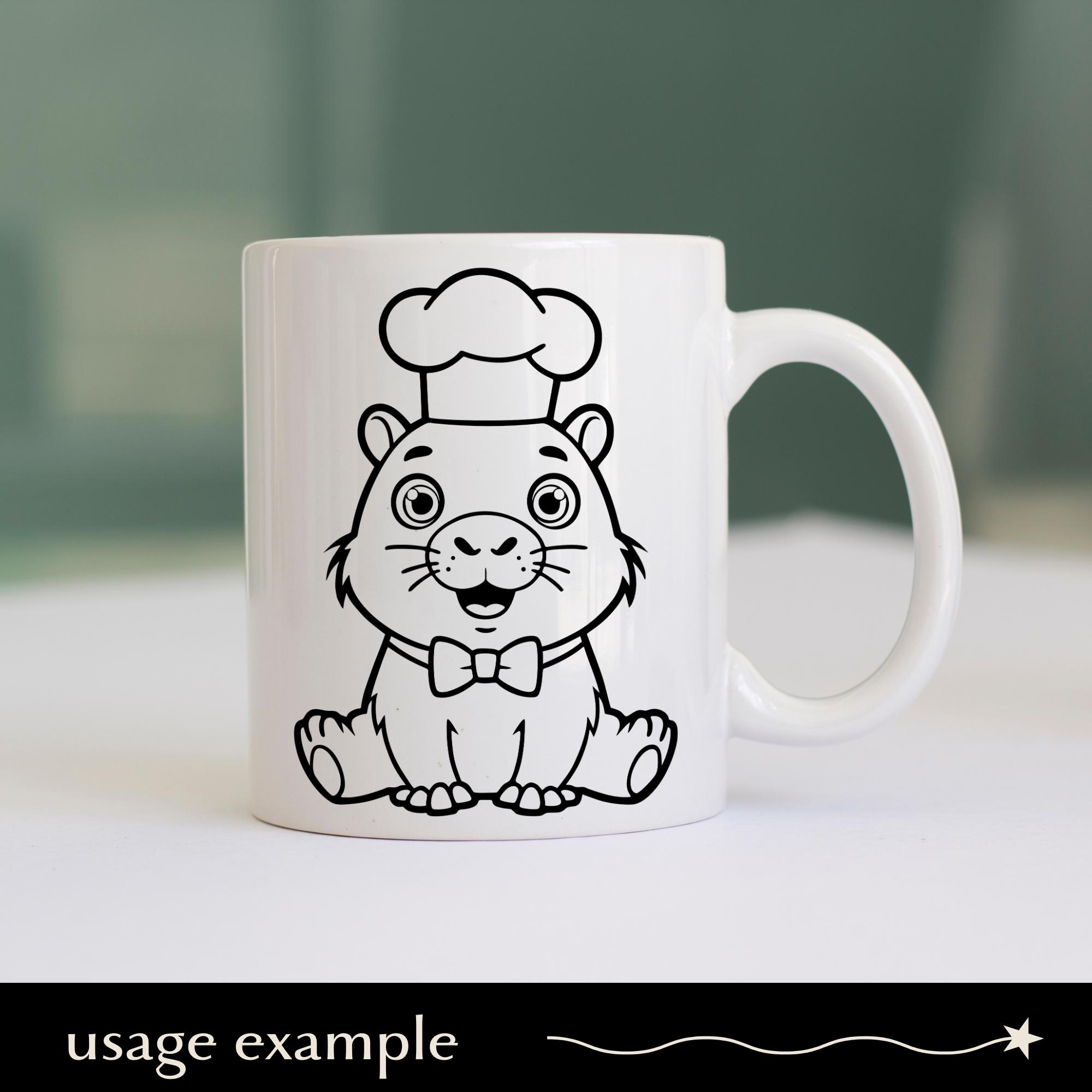 Cute Capybara Chef SVG, Funny Cartoon Animal in Bow Tie Png, Eps, Dxf ...