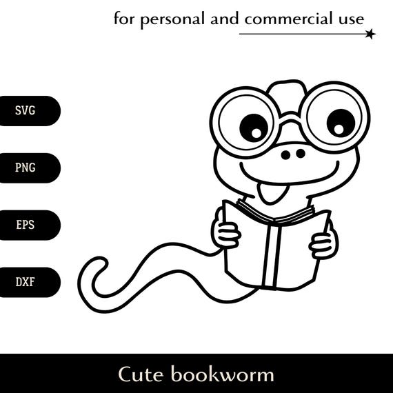 Cartoon Bookworm Black And White