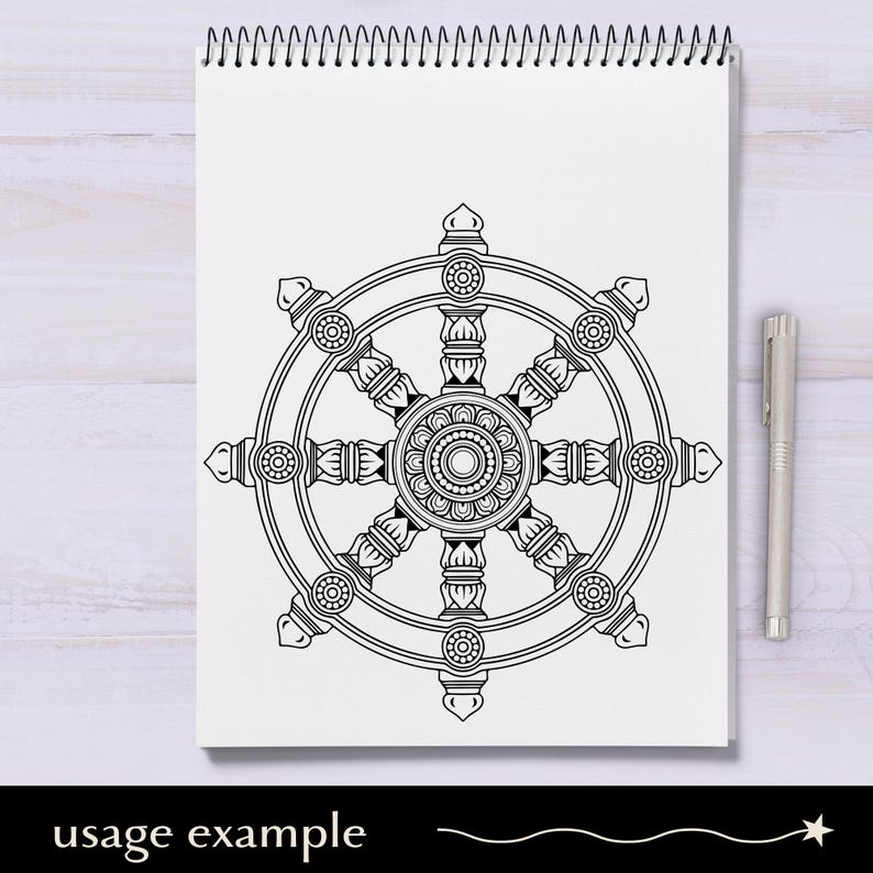Black & White Buddhist Wheel of Dharma SVG Clipart, Dharmachakra Png ...