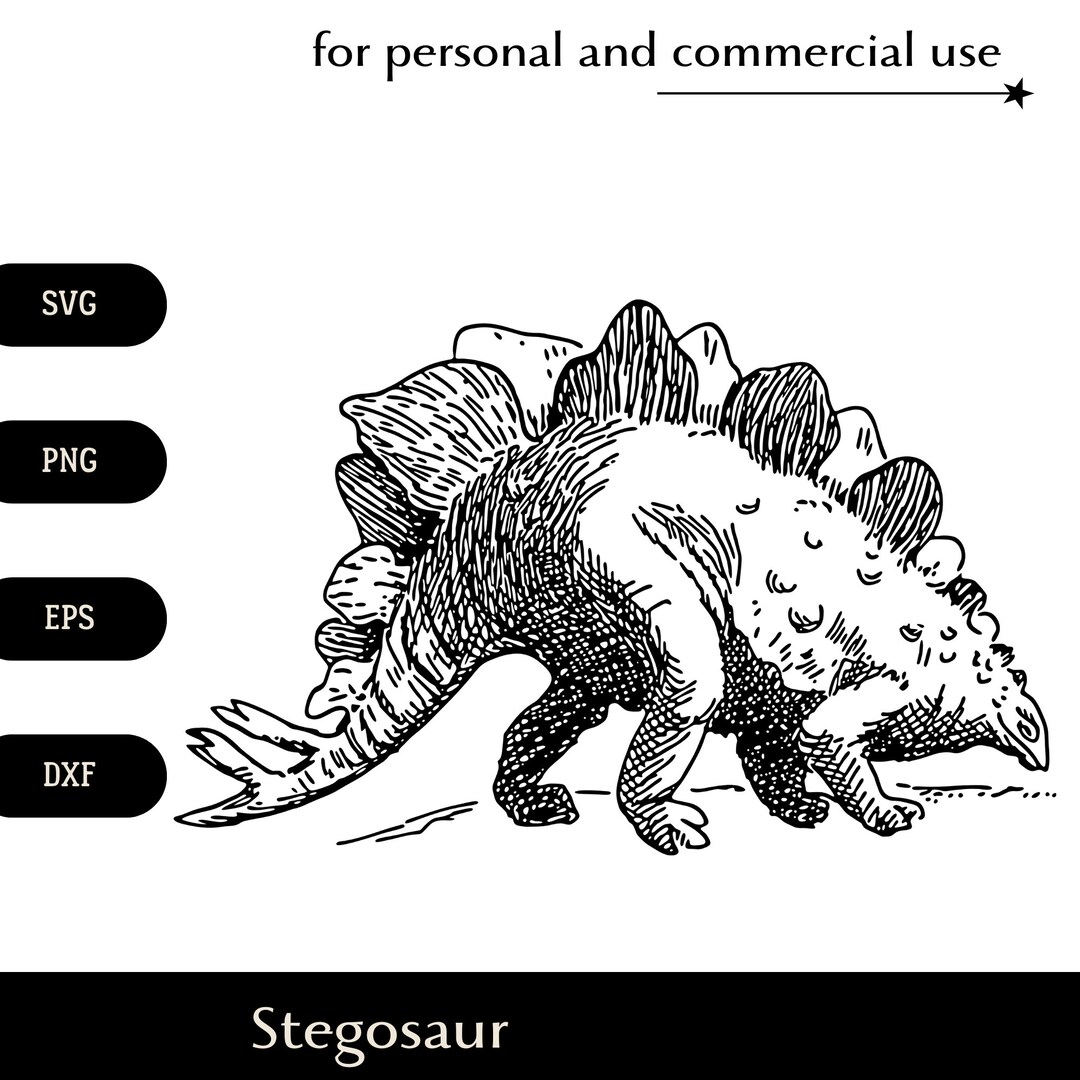 Stegosaurus With Spikes on Tail SVG, Armored Dinosaur Png, Eps, Dxf ...