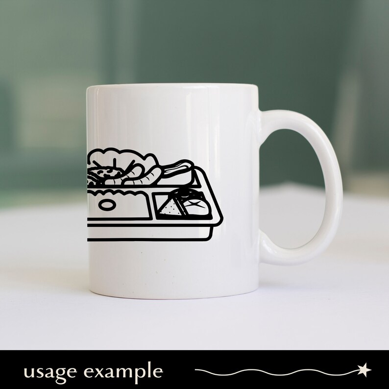 Black & White Japanese Bento Meal SVG, Home Cooked Traditional Lunch ...