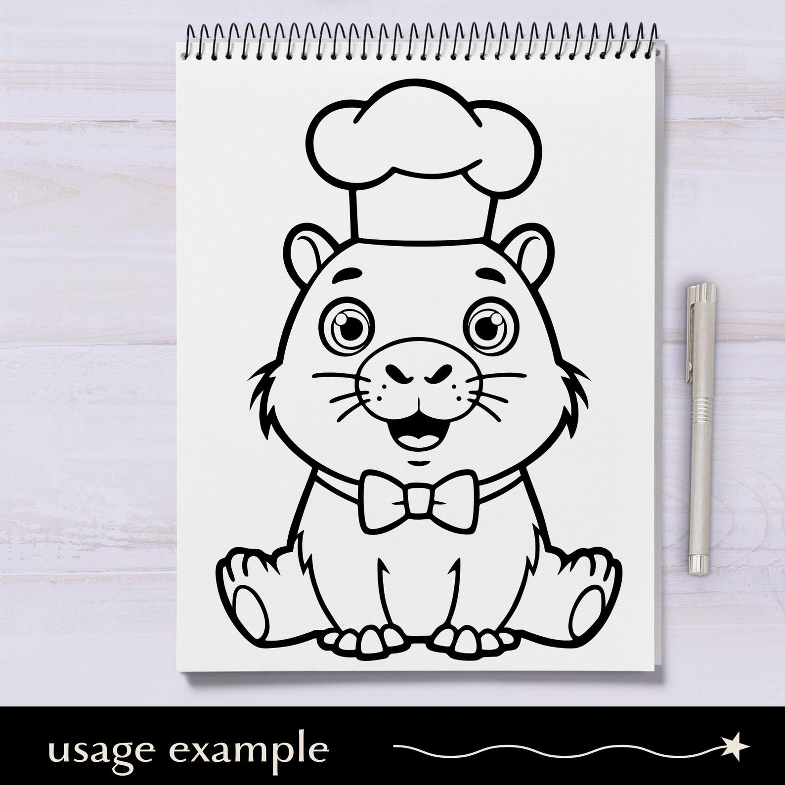 Cute Capybara Chef SVG, Funny Cartoon Animal in Bow Tie Png, Eps, Dxf ...