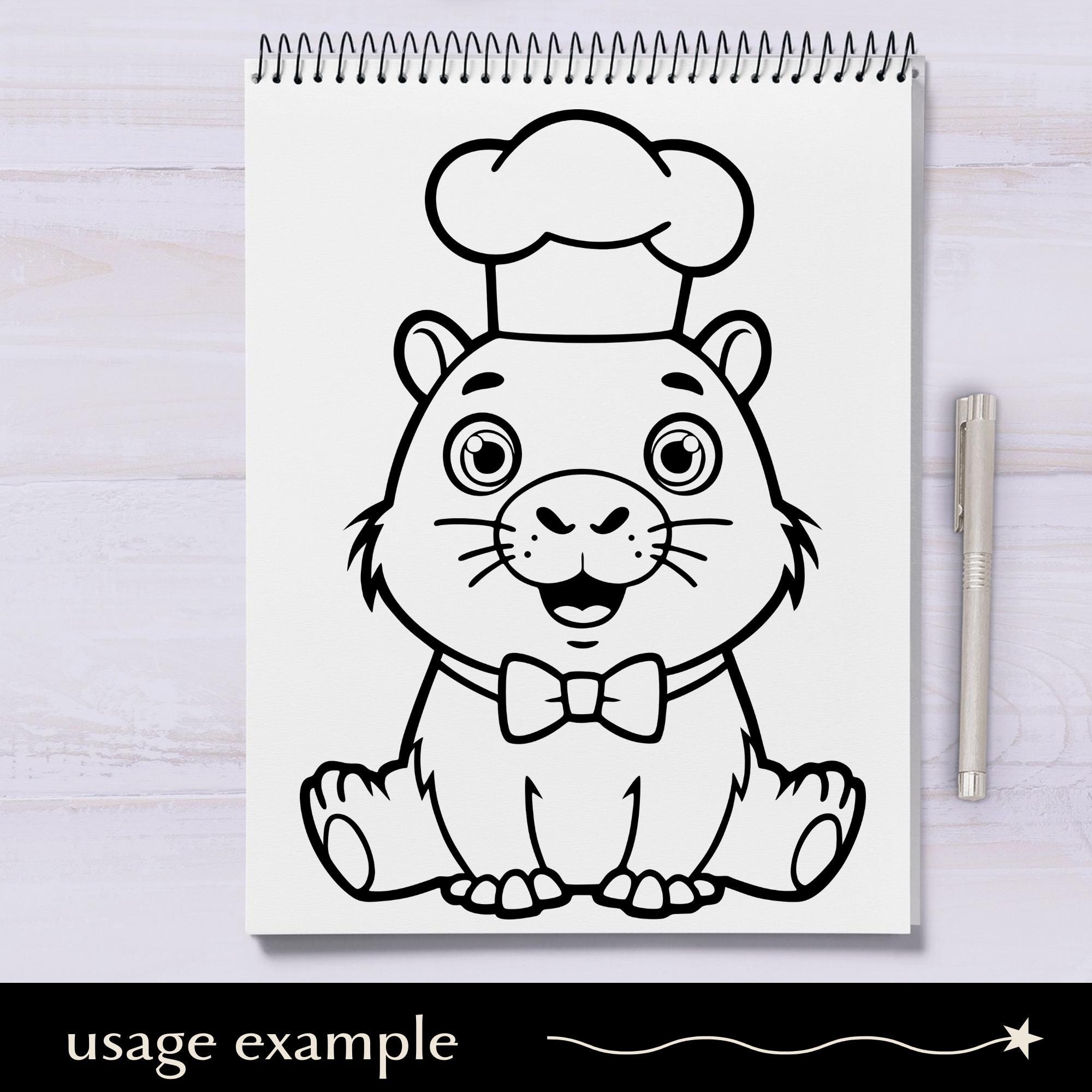 Cute Capybara Chef SVG, Funny Cartoon Animal in Bow Tie Png, Eps, Dxf ...