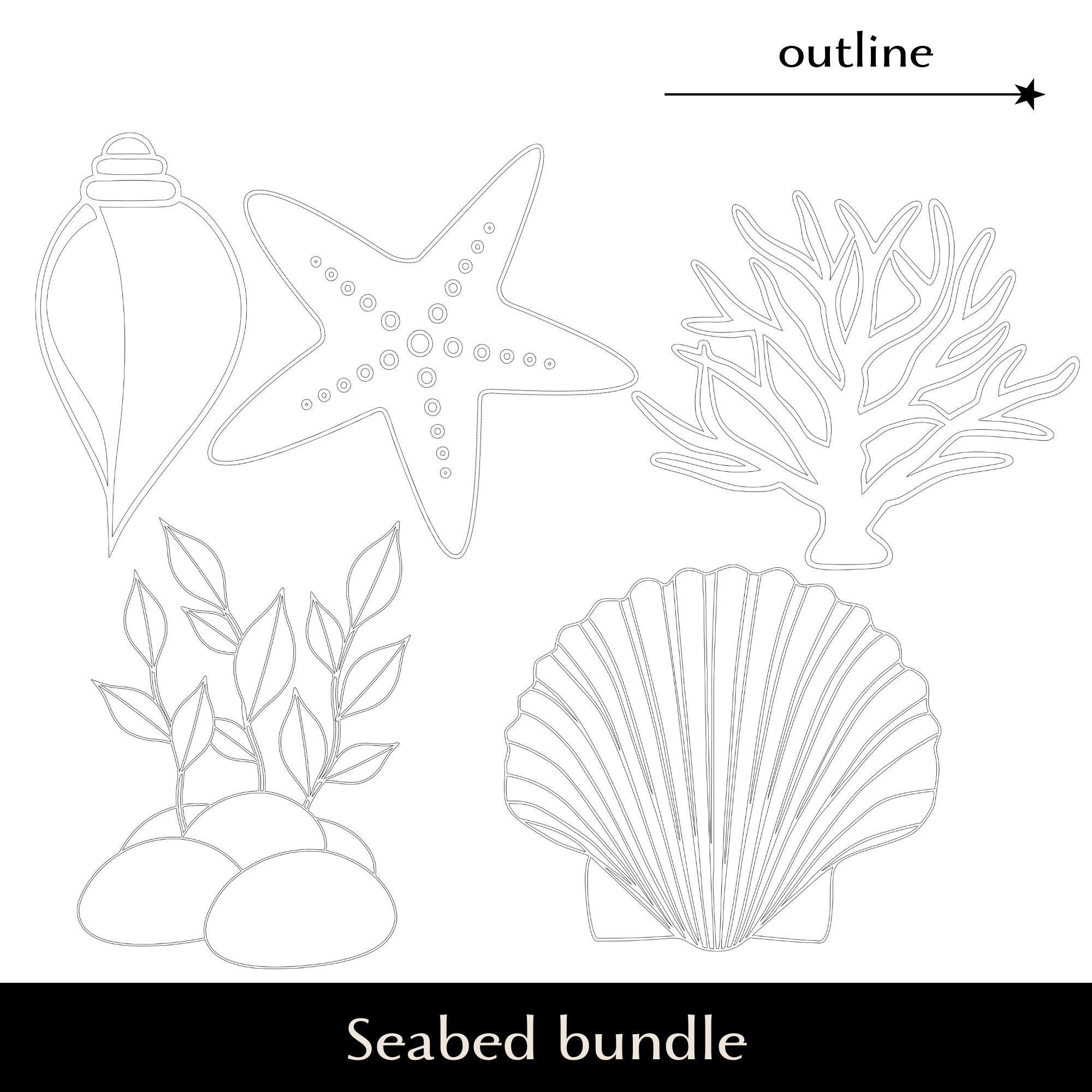 Seabed Ocean Bottom SVG, Simple Beach Lineart Png, Eps, Dxf, Algae ...