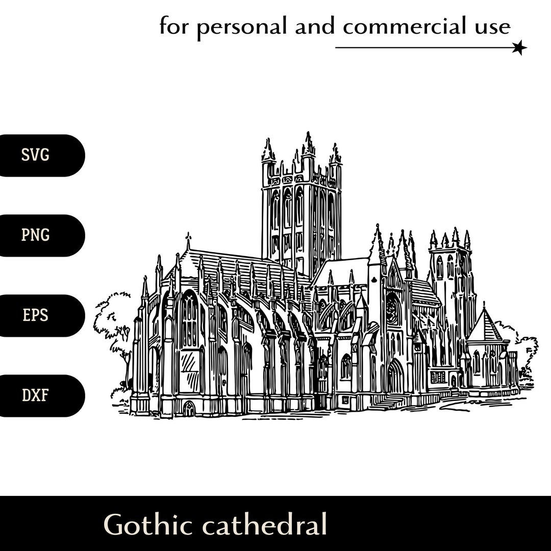 Ancient Gothic Cathedral SVG, Europe Architectural Style Png, Eps, Dxf ...