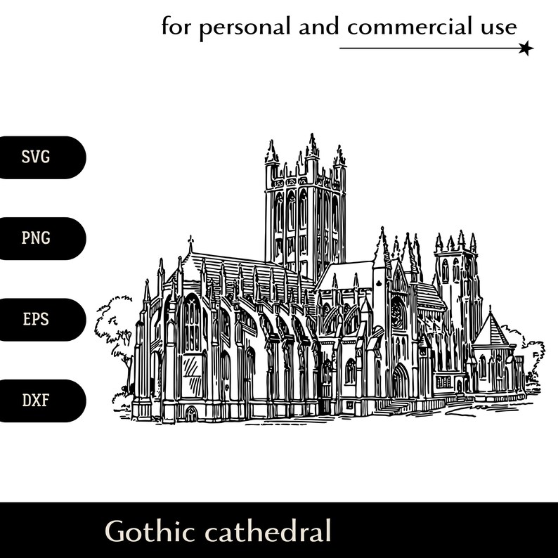 Ancient Gothic Cathedral SVG, Europe Architectural Style Png, Eps, Dxf ...
