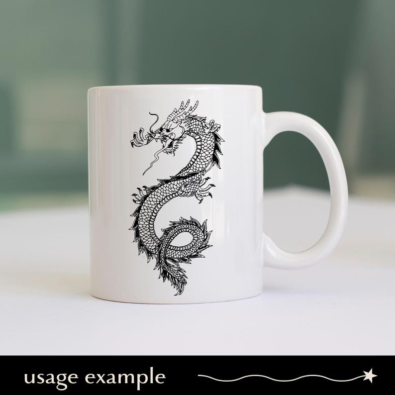 Roaring Chinese Dragon in Aggressive Pose SVG, Mythical Horned Loong ...