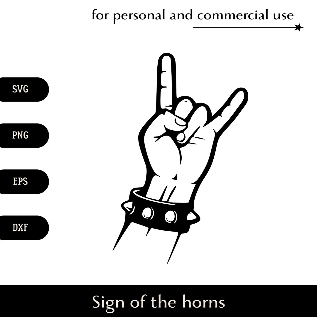 Rock and Roll Hand SVG, Sign of the Horns Png, Eps, Dxf, Rocker Hand in ...