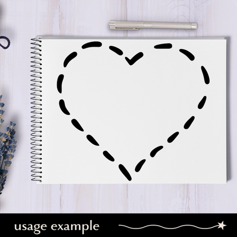 Black & White Dotted Line Heart SVG, Embroidery Stitch Heart Png, Eps ...