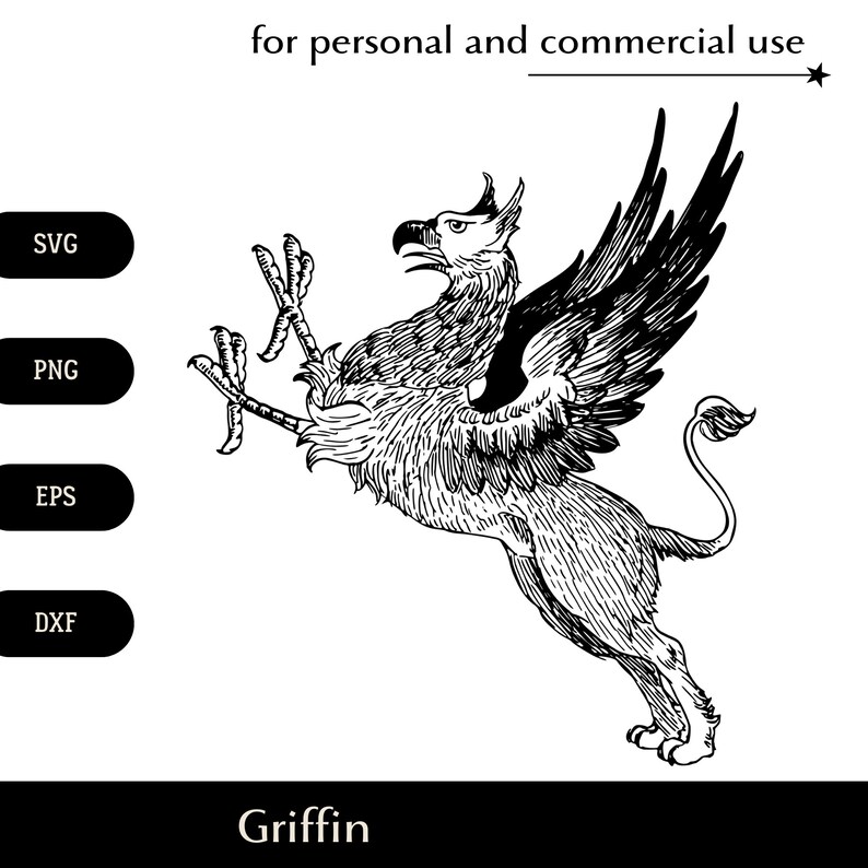 Mythical Guardian Griffin SVG, Winged Griffon Creature Png, Eps, Dxf ...
