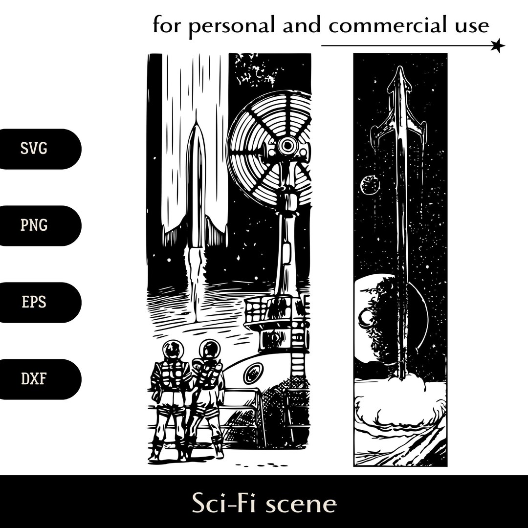 Sci-fi Scene SVG, Two Astronauts on Space Station Png, Eps, Dxf ...