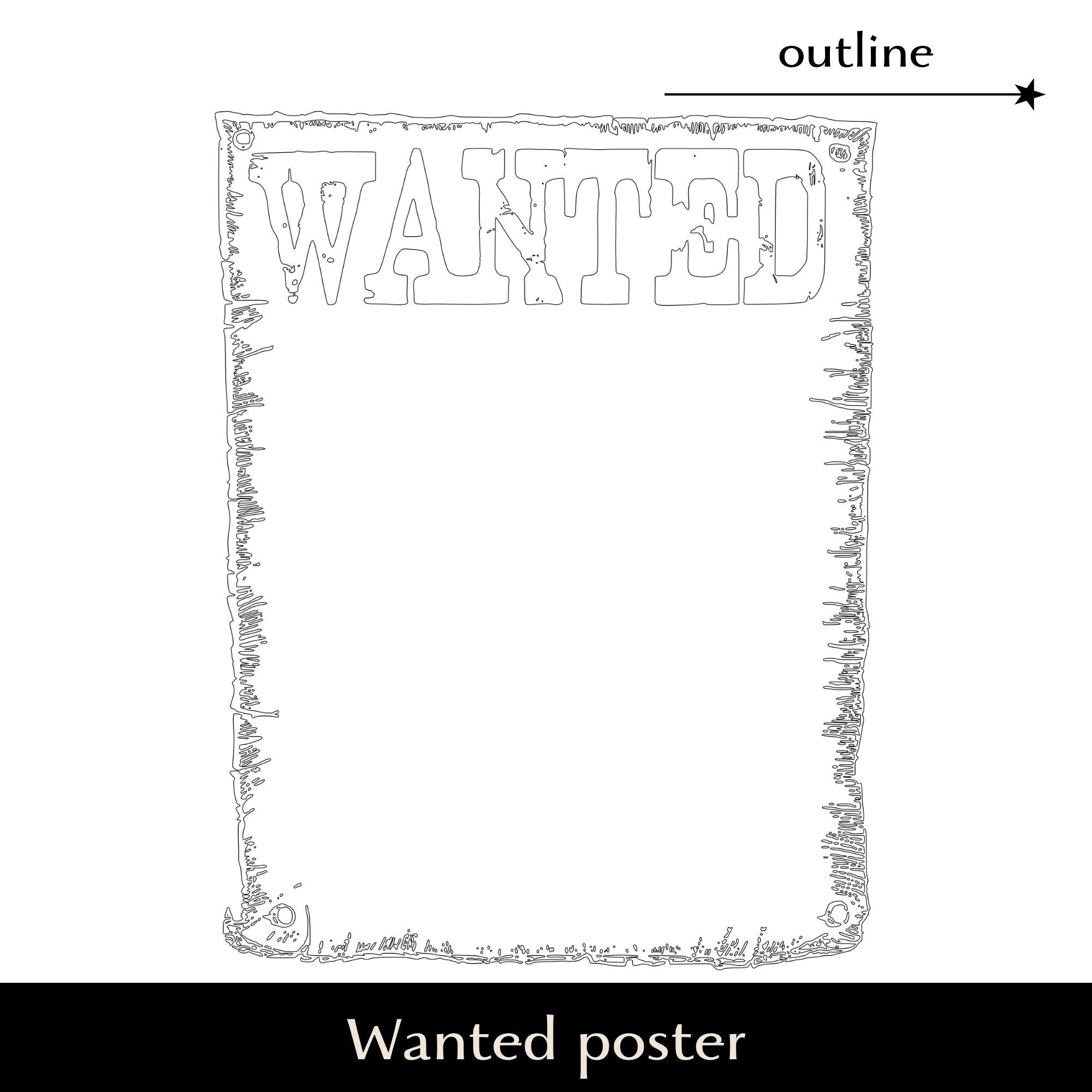 Old West Wanted Poster SVG, Search for Criminal Frame Png, Eps, Dxf ...