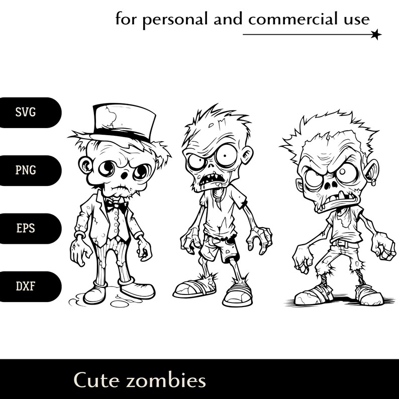 Bundle of Cute Zombie Boy SVG, Halloween Child-friendly Spooky ...
