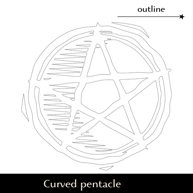 Сurved Pentacle SVG, Five-pointed Star Pentagram Png, Eps, Dxf ...