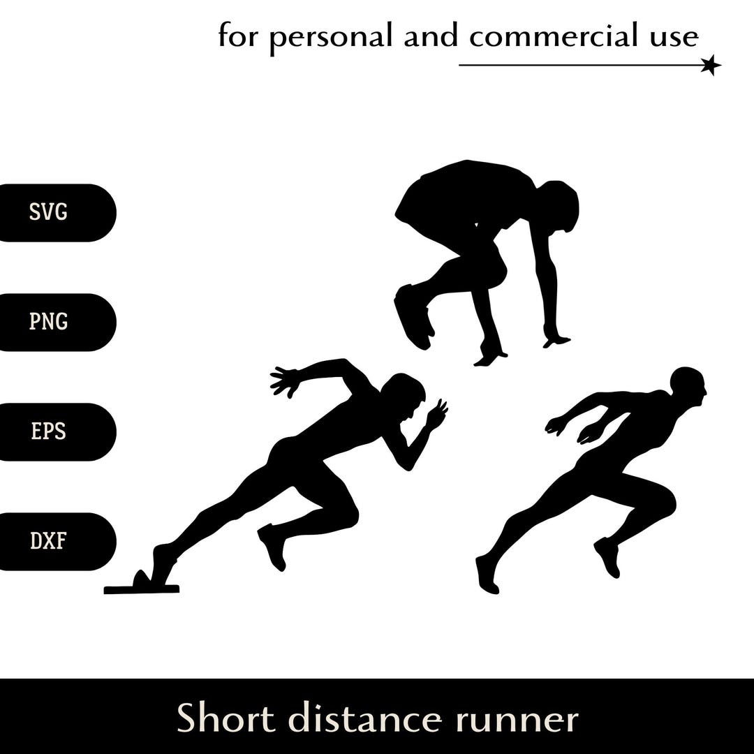 Short Distance Runner Bundle SVG, Crouch Start Png, Eps, Dxf, Athletics ...