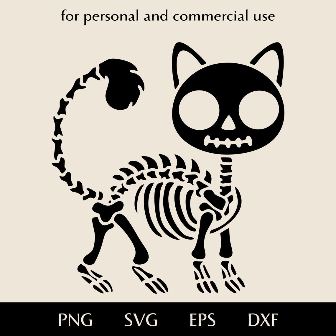 Cute Cartoon Cat Skeleton SVG Logo, Imaginary Monster Pet Png, Eps, Dxf ...