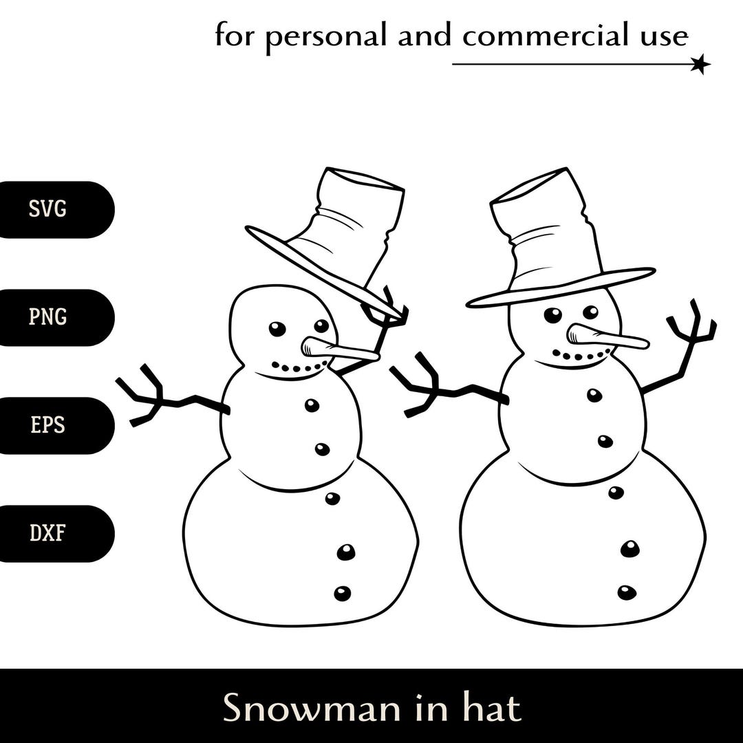 Snowman With Carrot Nose and Arms Made of Branches SVG, Snow Effigy ...