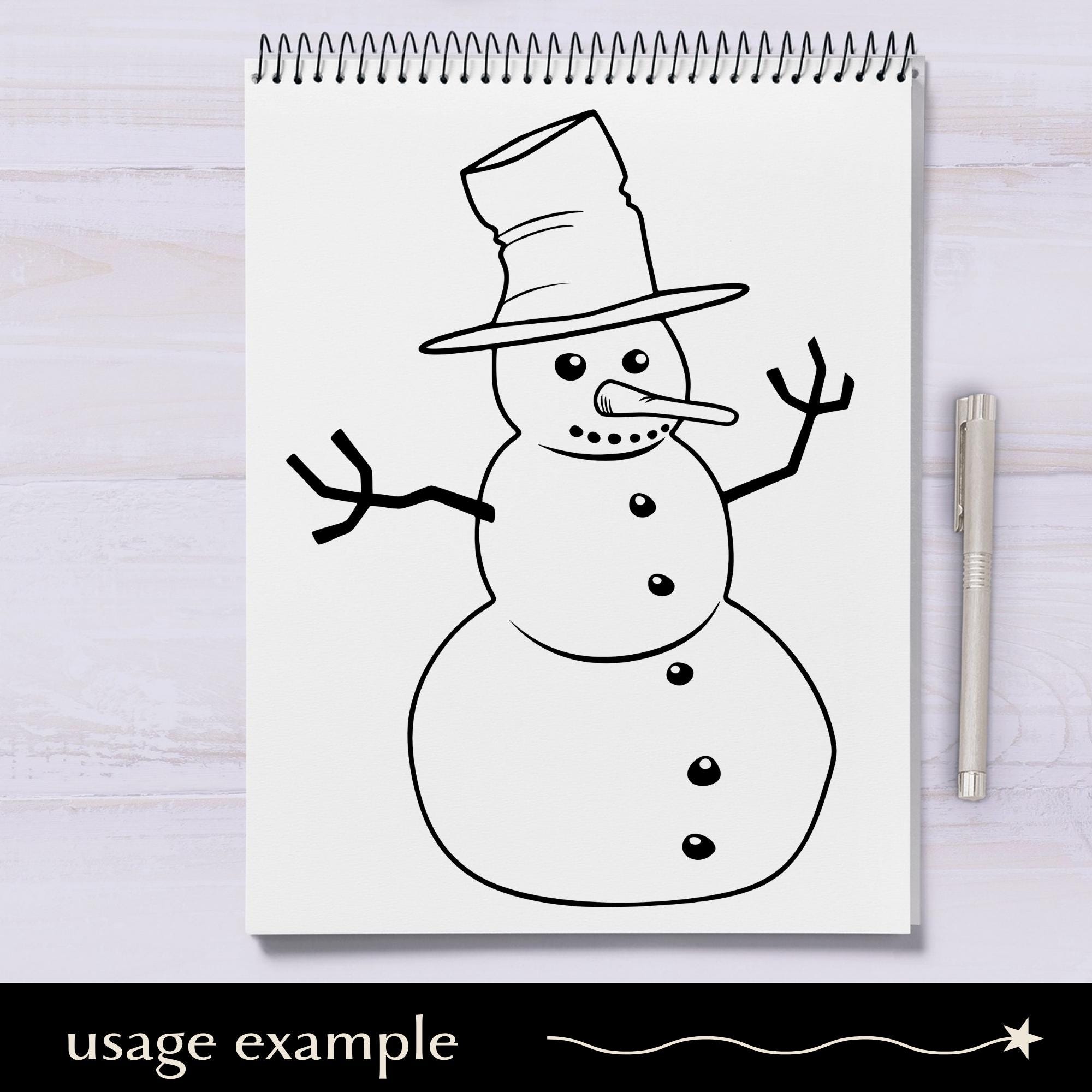 Snowman With Carrot Nose and Arms Made of Branches SVG, Snow Effigy ...
