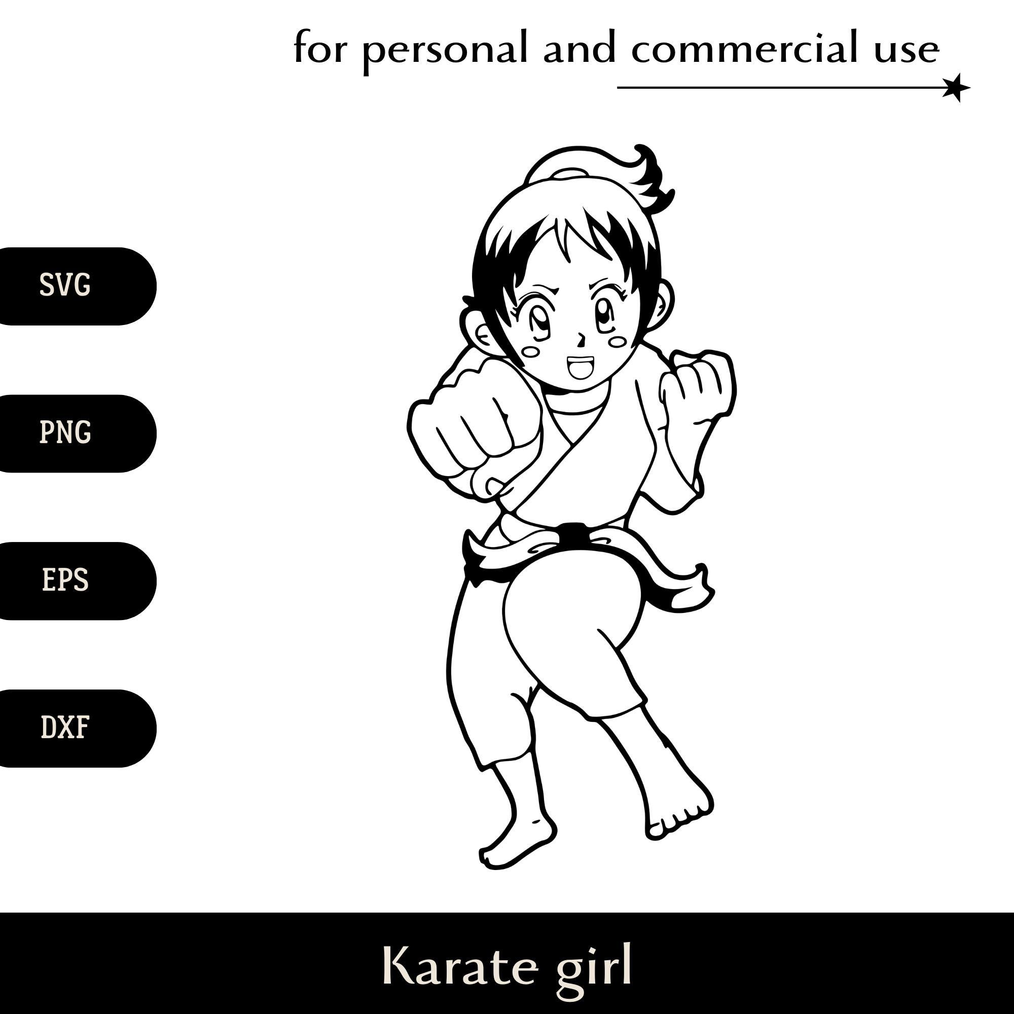 Anime Karate Girl SVG, Cartoon Woman Punch Png, Eps, Dxf, Cute Sporty ...