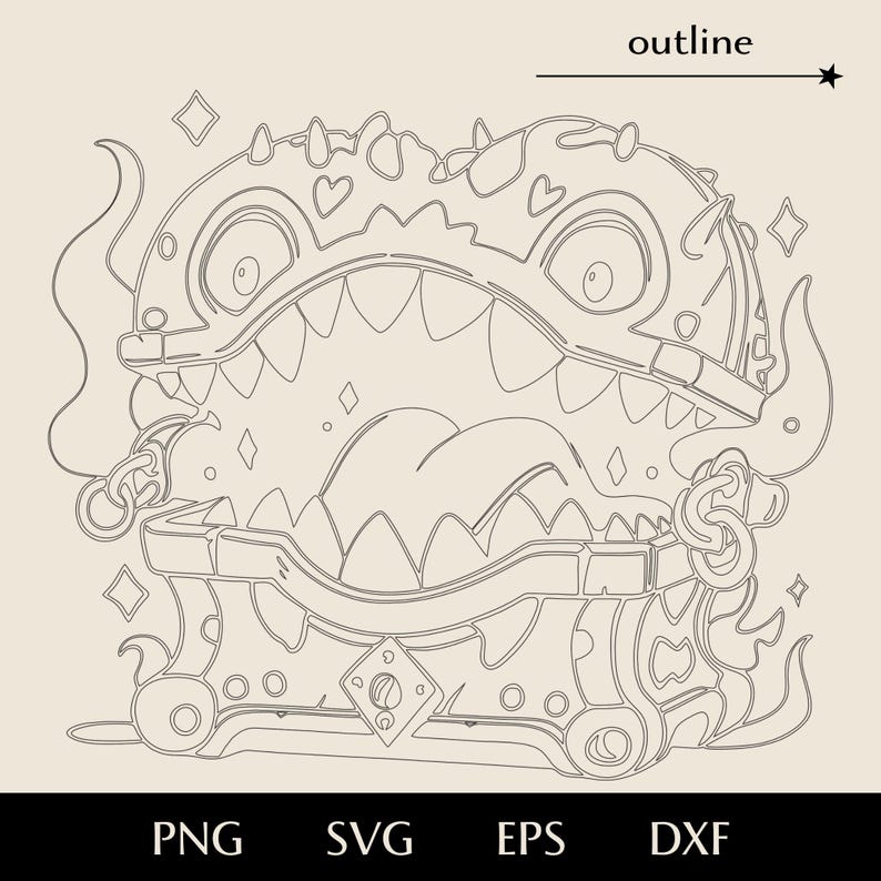 Cute Mimic With Big Teeth and Long Tongue SVG, Fantasy Roleplaying Game ...