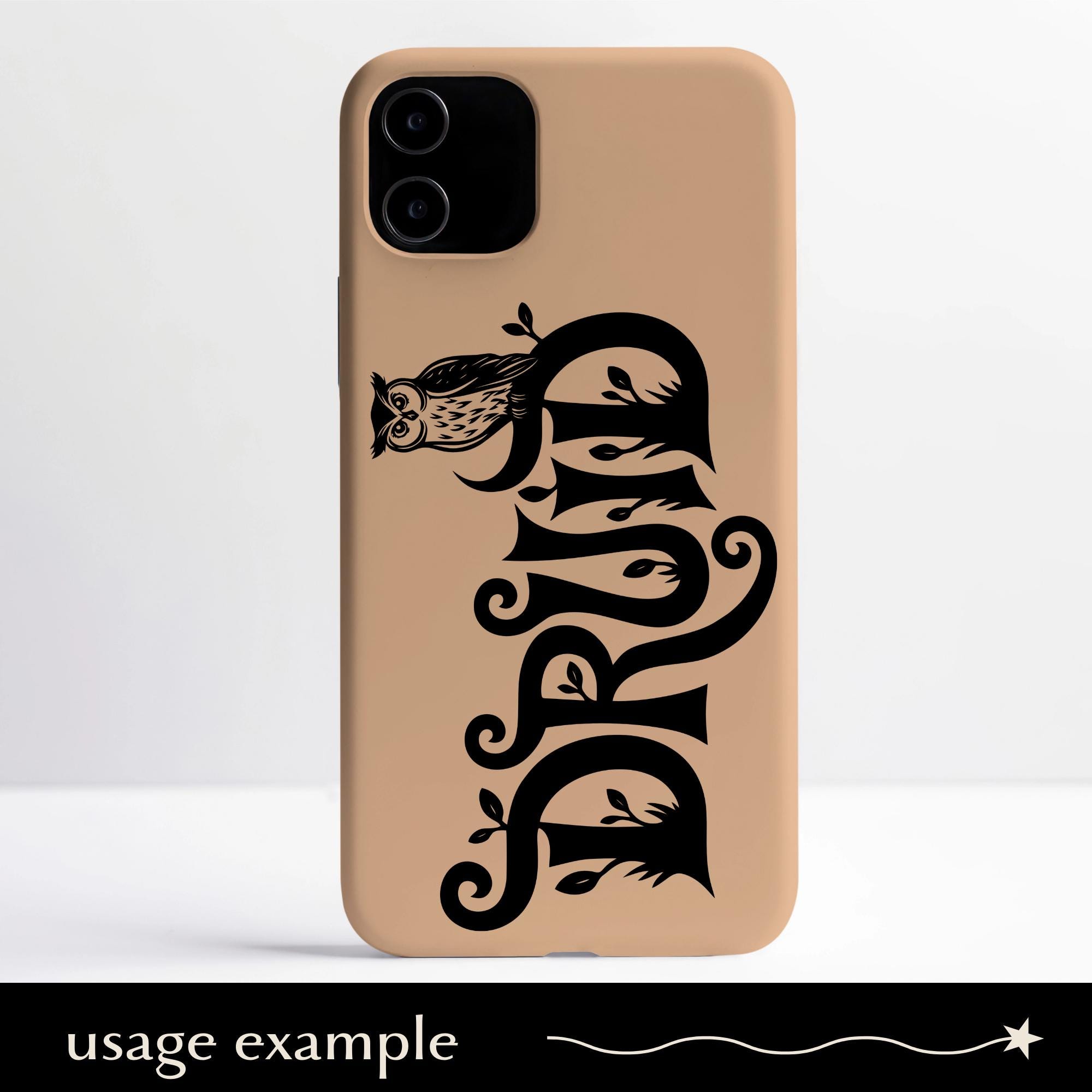 Druid in Owl Form SVG, Stylized Inscription With Plant and Bird Png ...