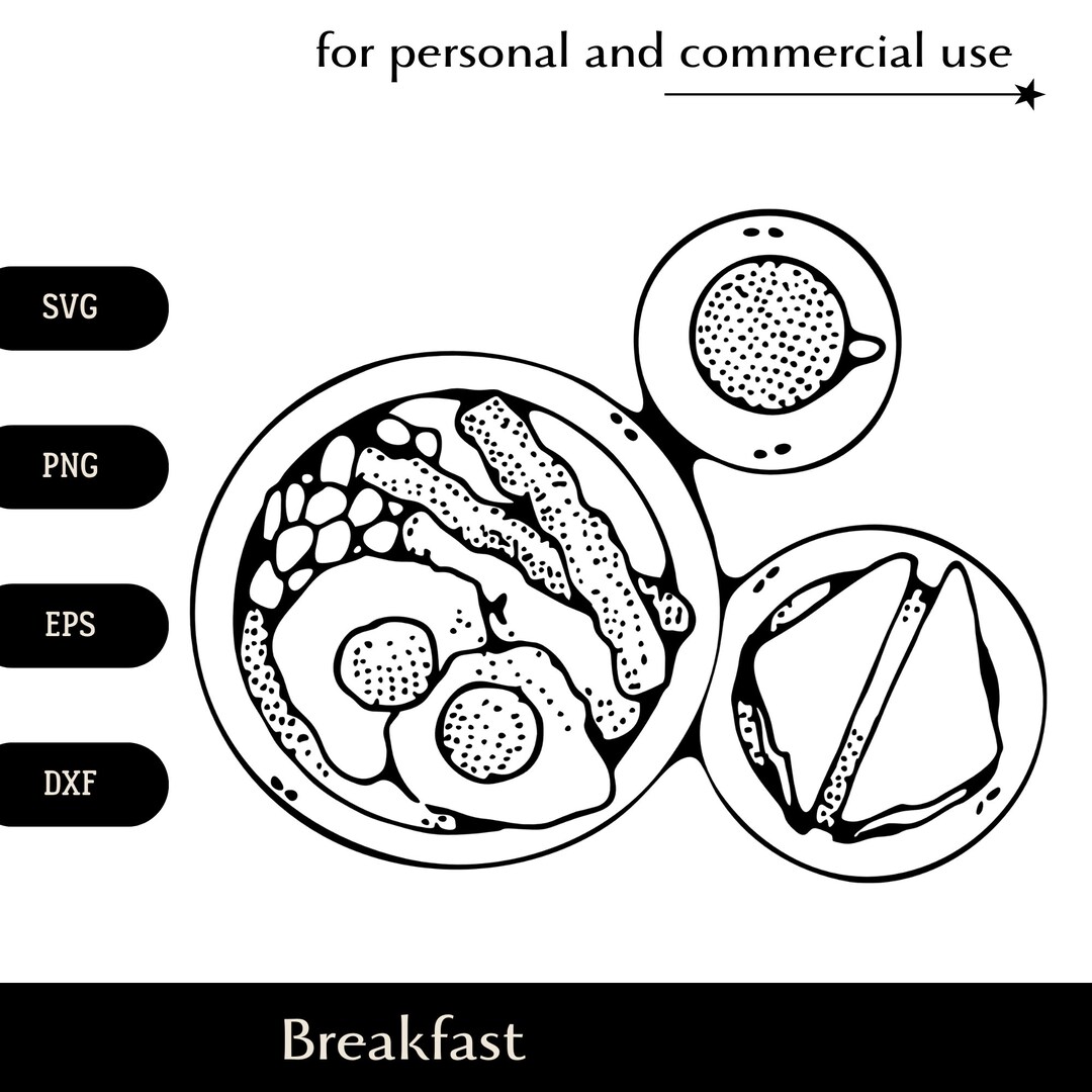 English Breakfast SVG, Scrambled Eggs and Bacon Png, Eps, Dxf, Sandwich ...