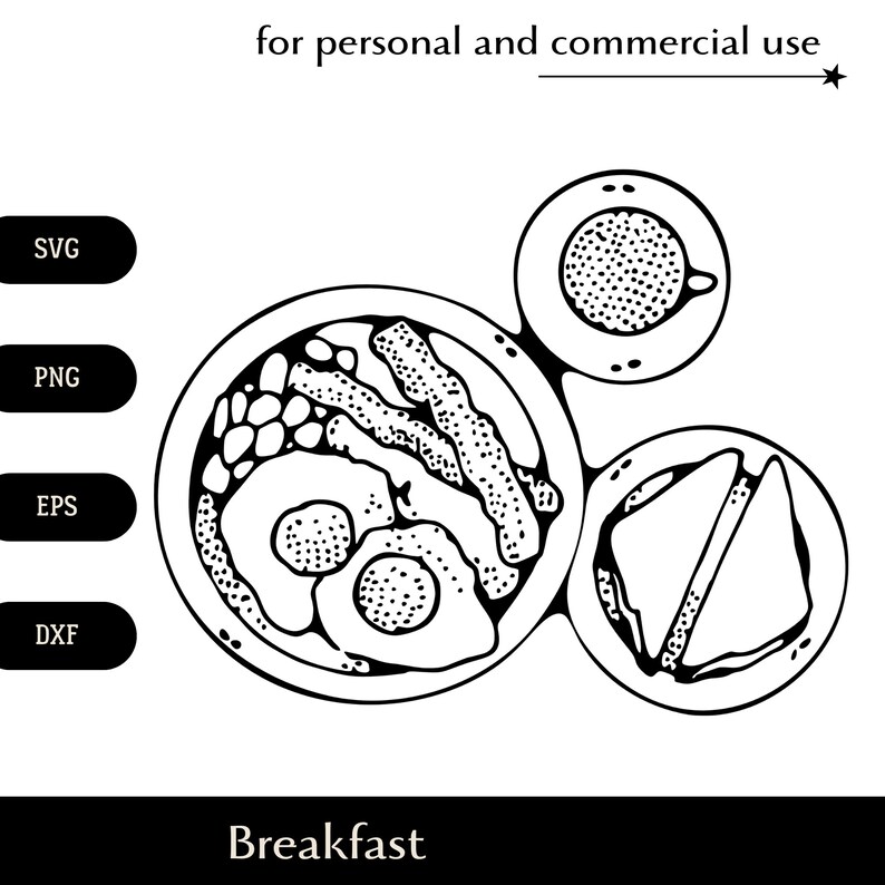 English Breakfast SVG, Scrambled Eggs and Bacon Png, Eps, Dxf, Sandwich ...