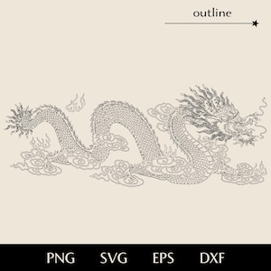Ancient Japanese Dragon SVG, Eastern Wingless Long Dragon Png, Eps, Dxf ...