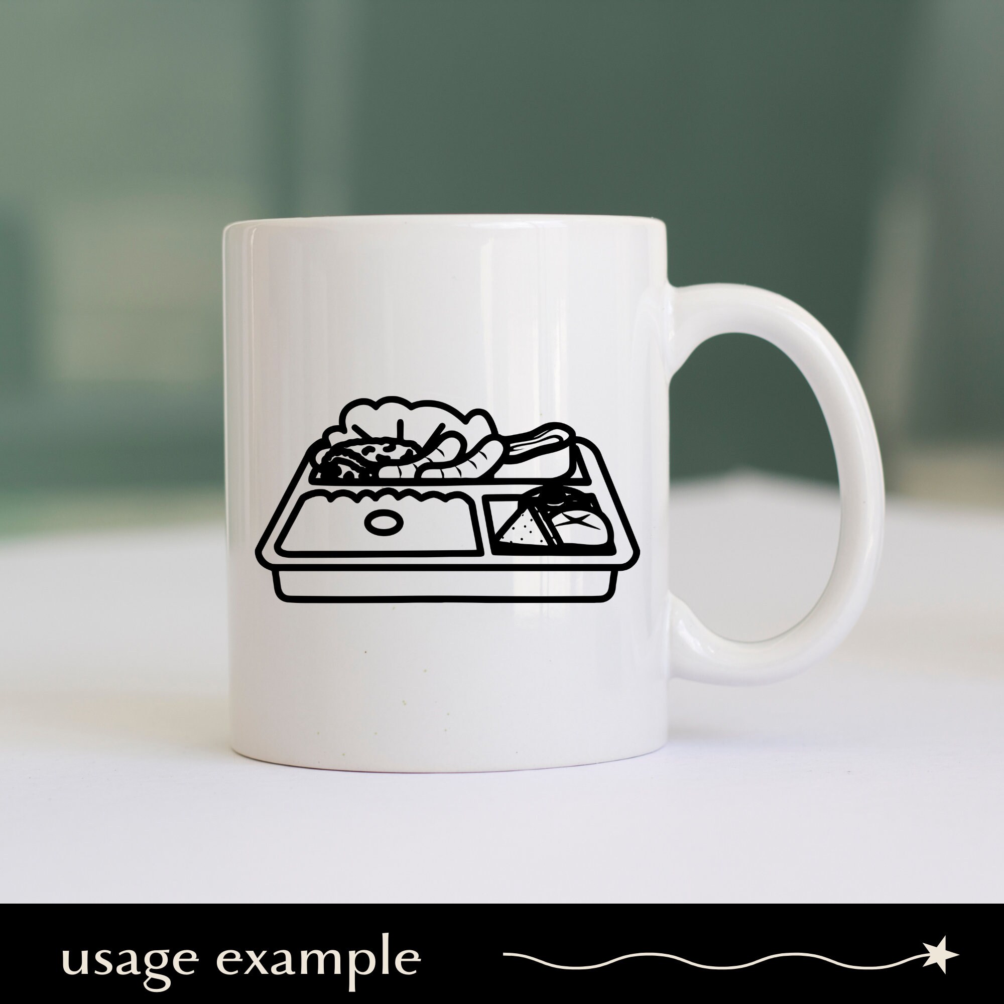 Black & White Japanese Bento Meal SVG, Home Cooked Traditional Lunch ...