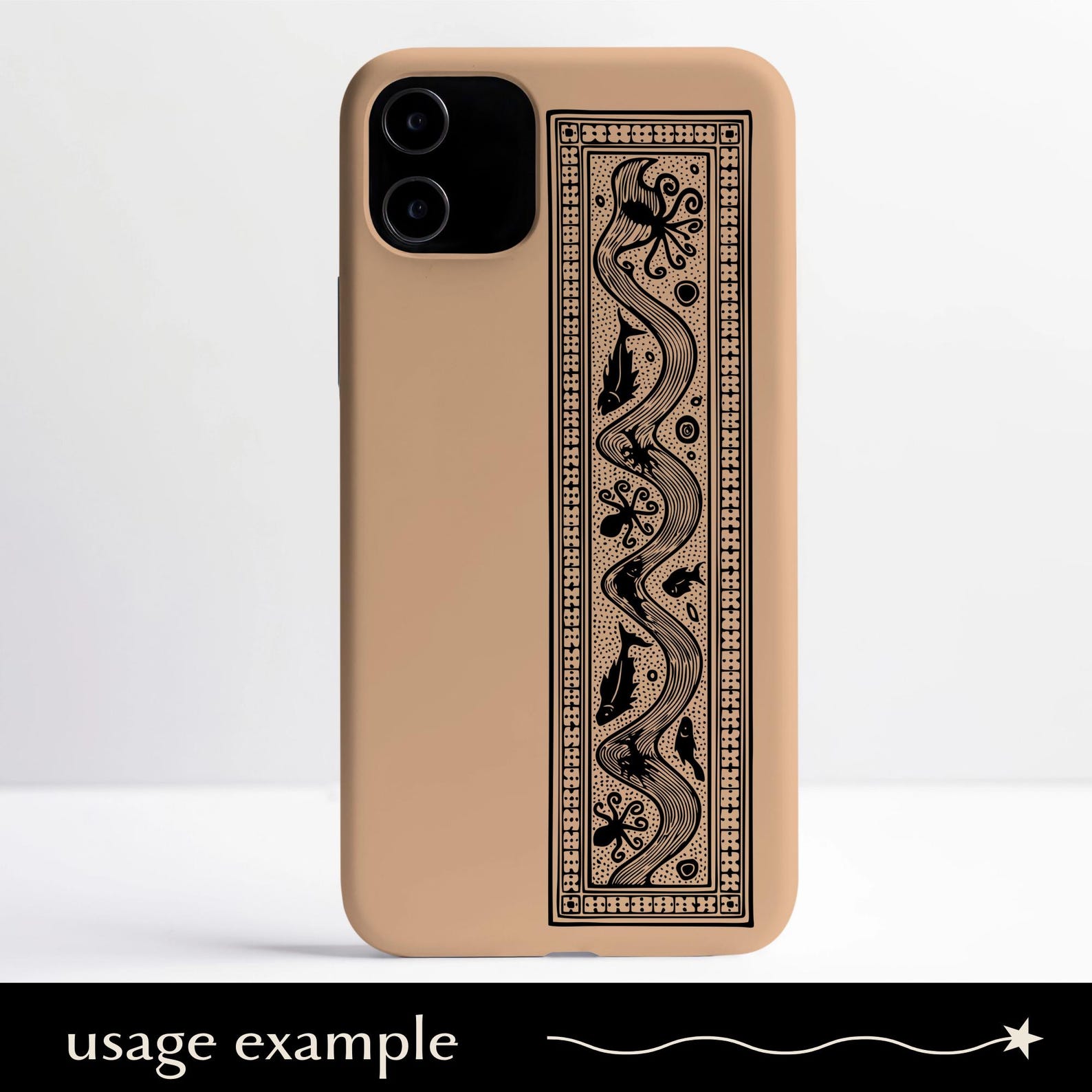 Black & White Sea Life Border SVG, Aquarium Divider Fish Octopus Png ...