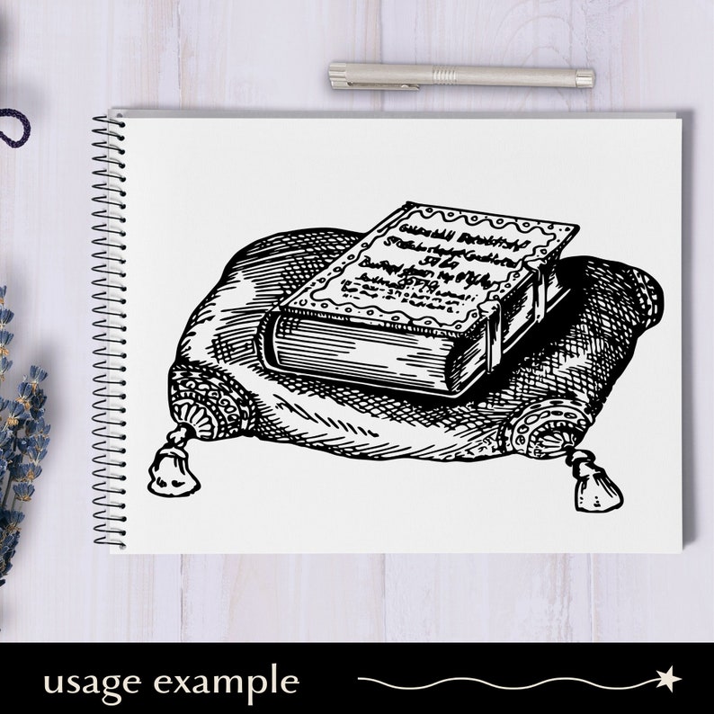 Black & White Ancient Spellbook Grimoire SVG, Closed Book of Spells Png ...