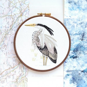 Heron Embroidery Hoop Art Pattern Instant Download | Bird Hand ...