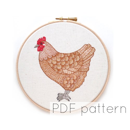Chicken Embroidery Pattern Instant Download Hen Hand - Etsy