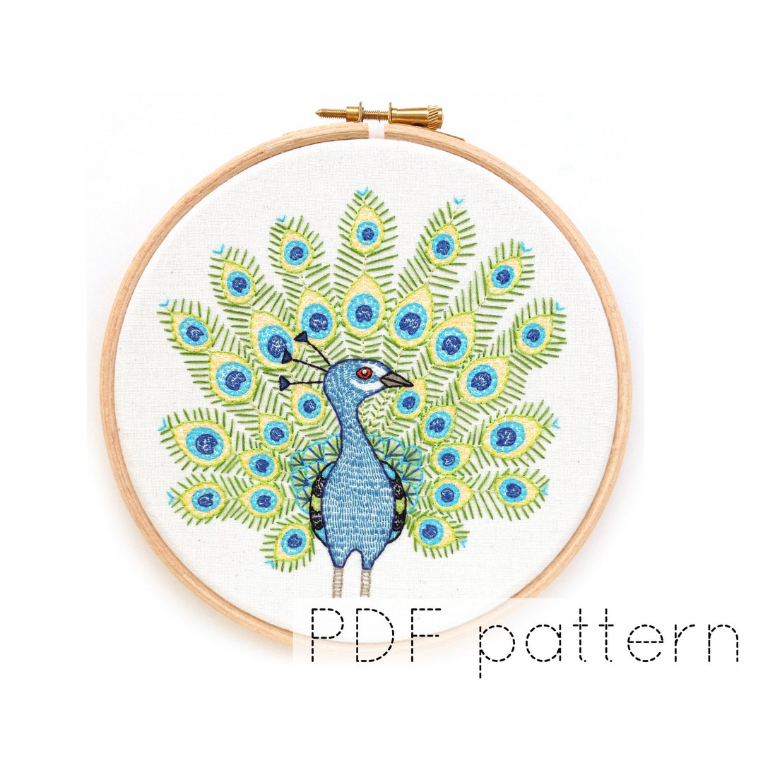 Peacock Hand Embroidery Pattern Download - Etsy