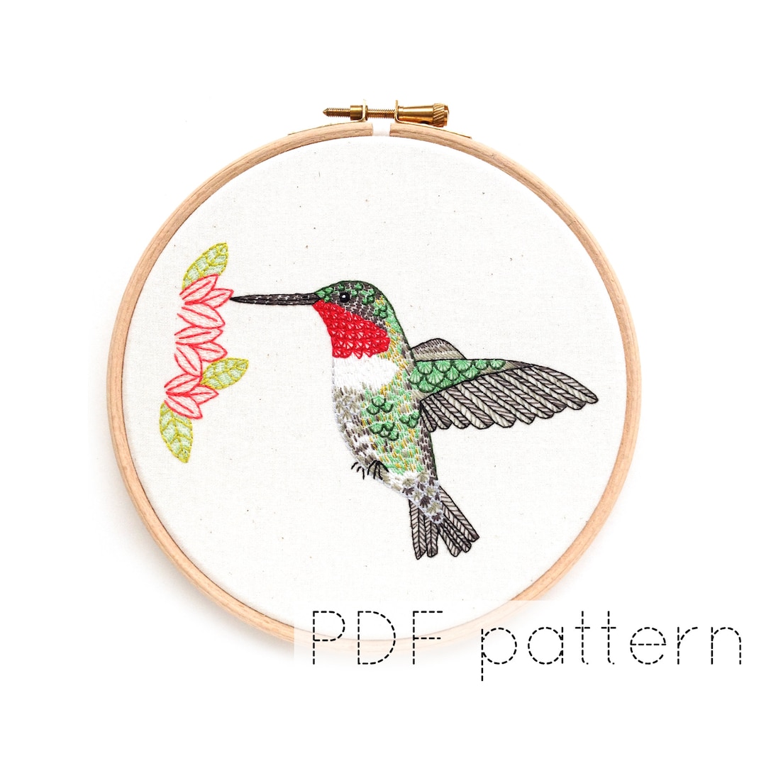 Hummingbird Hand Embroidery Pattern Download - Etsy