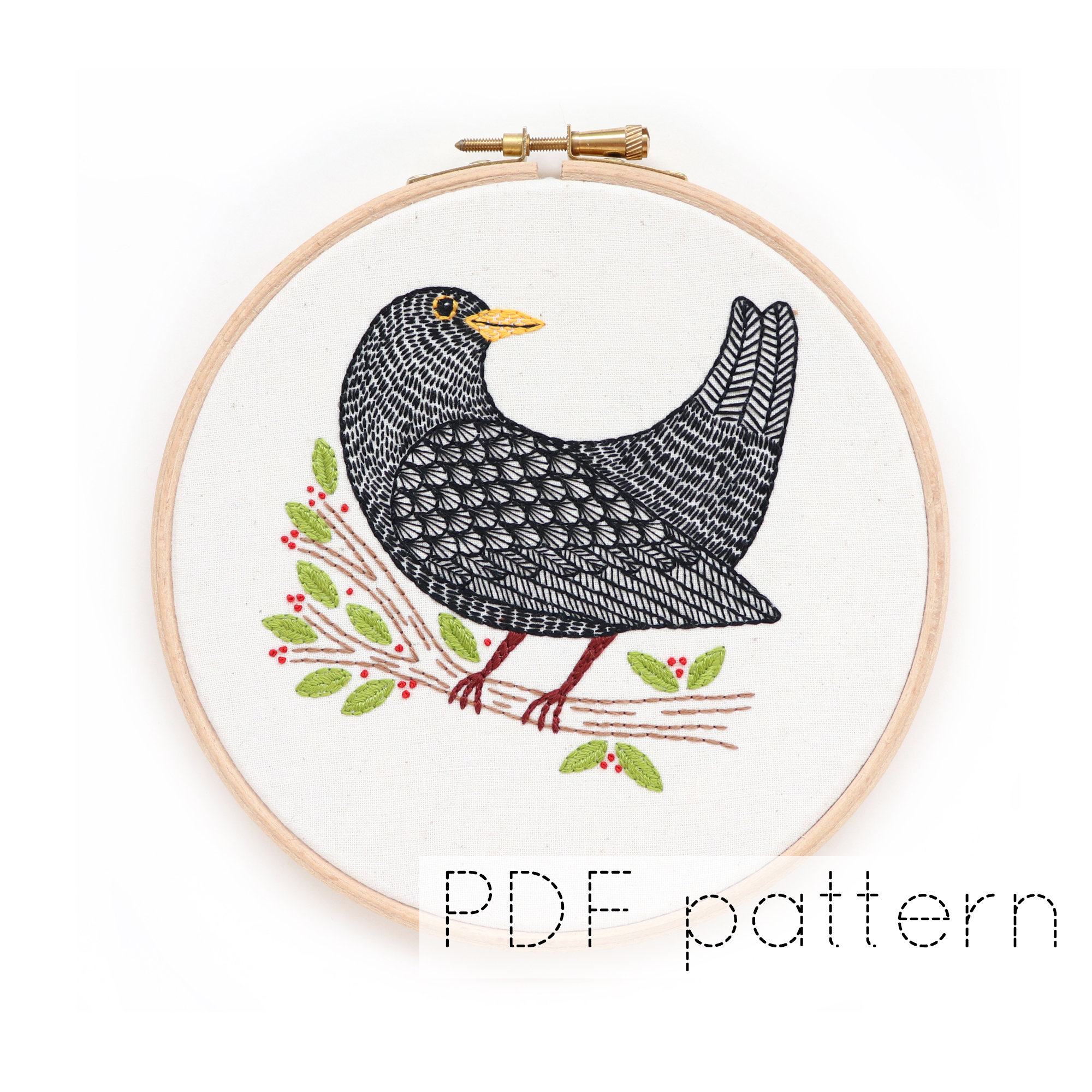 Blackbird Hand Embroidery Pattern Download - Etsy