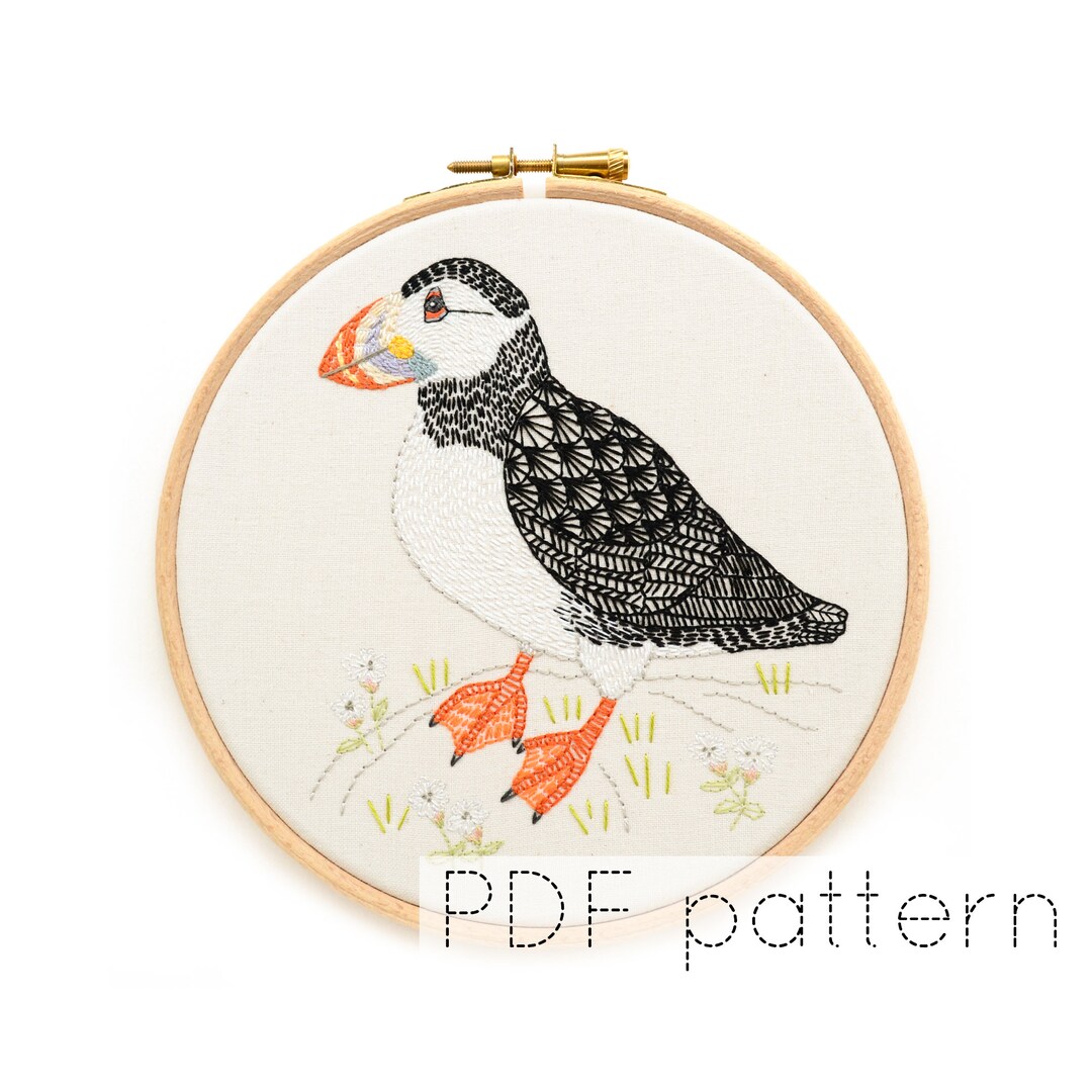 Puffin Bird Embroidery Pattern Download (Instant Download) - Etsy