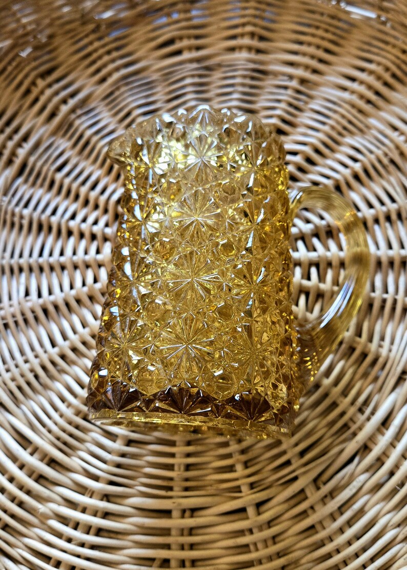 Vintage Amber Daisy and Button Crystal Glass Creamer Pitcher - Etsy