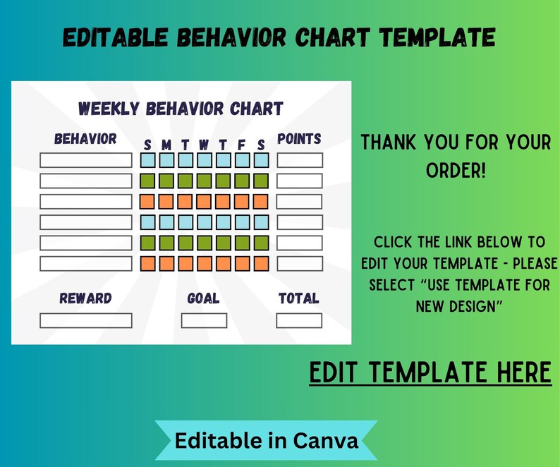 Editable Girl or Boy Printable Weekly Behavior Chart Gender Neutral - Etsy