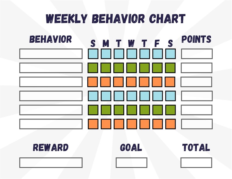 Editable Girl or Boy Printable Weekly Behavior Chart Gender Neutral - Etsy