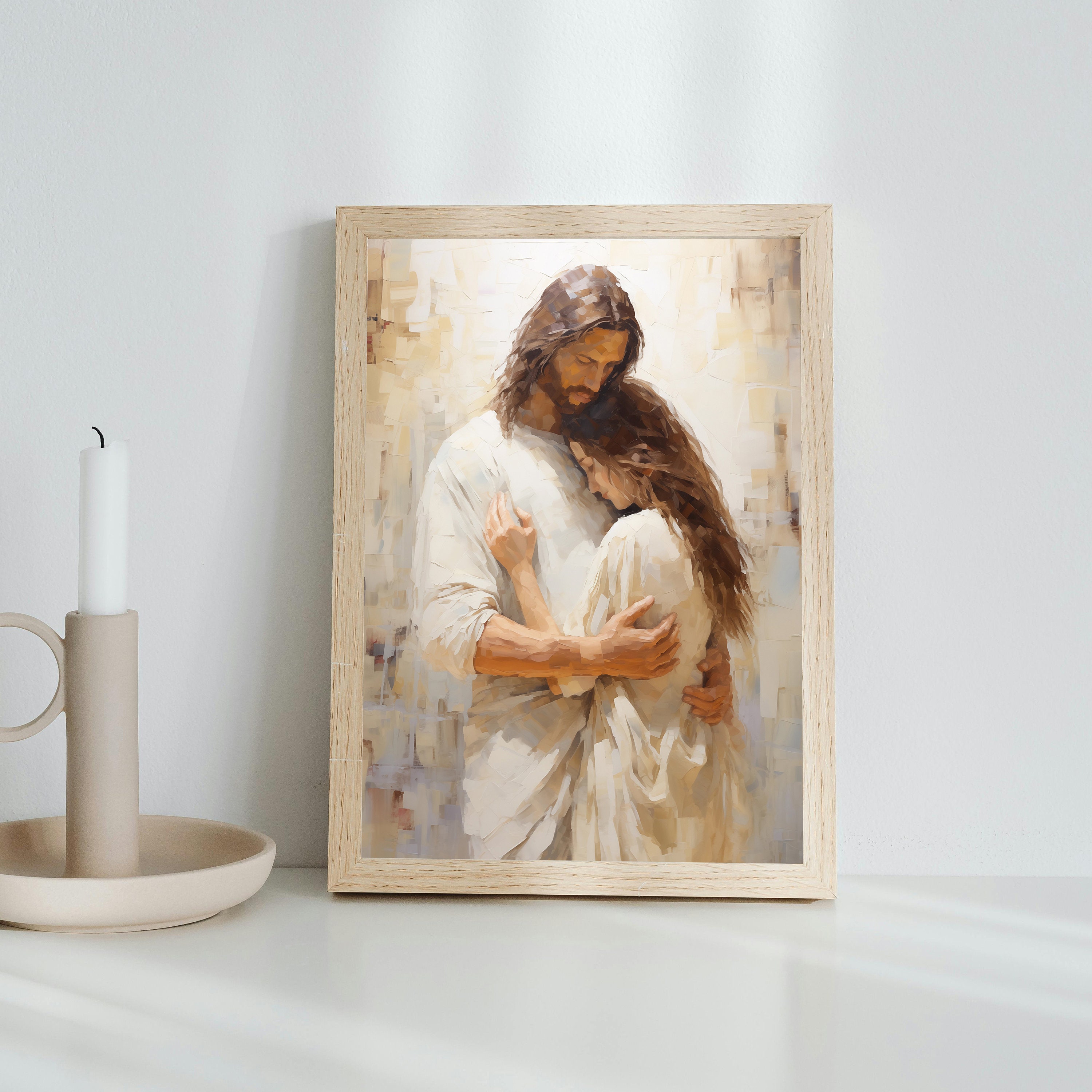 Healing Embrace | Jesus Hugging Girl | Christian Painting | Modern ...
