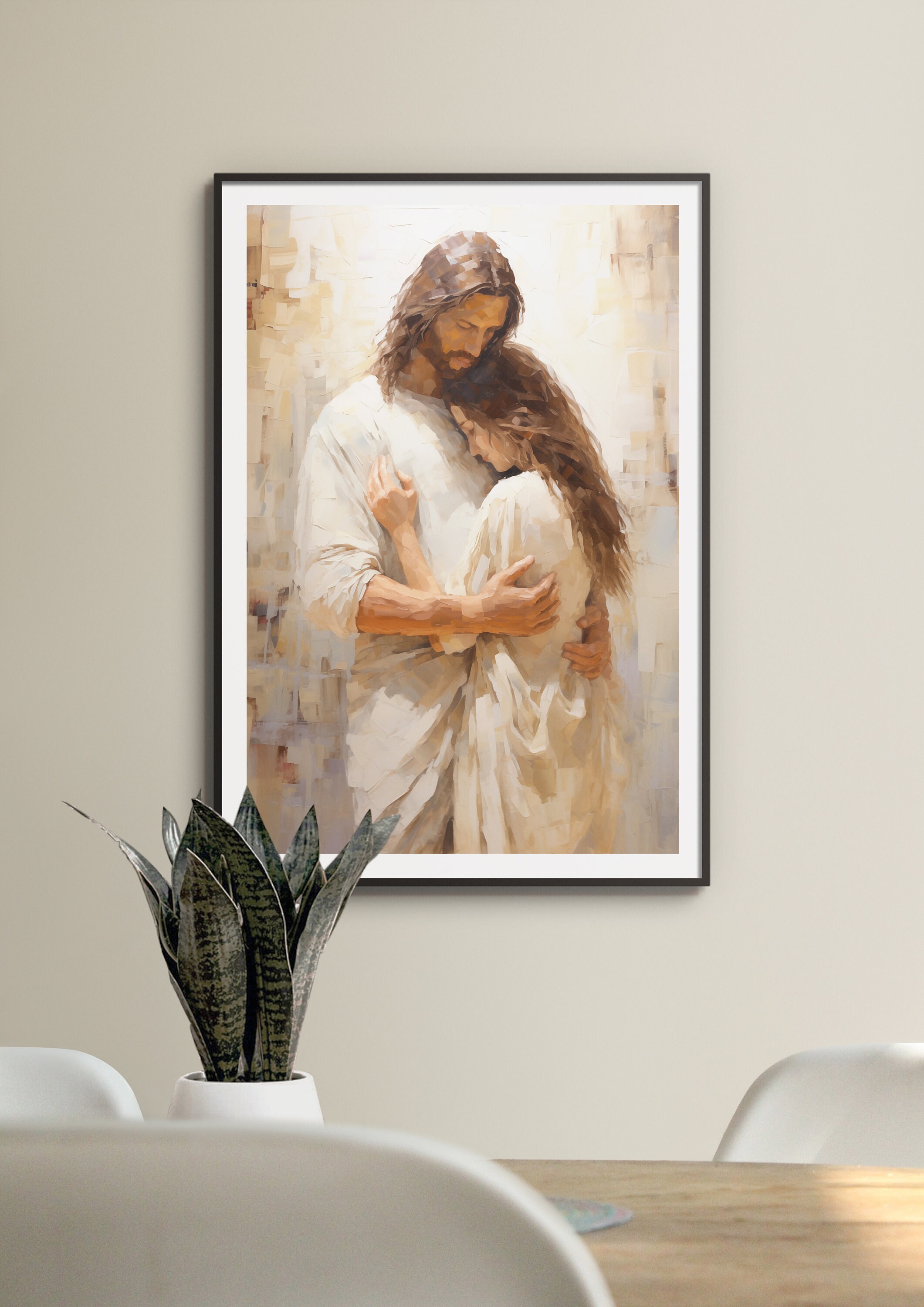 Healing Embrace | Jesus Hugging Girl | Christian Painting | Modern ...